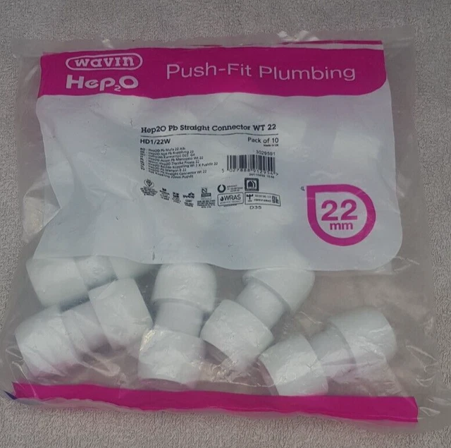 HEP20/HEP2O/HEPWORTH 22MM CONNECTORS X 10-NEW IN BAG-BARGAIN. £10.00 ...