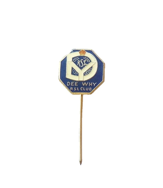 VINTAGE DEE WHY Rsl Club Member Metal Lapel Stick Pin Hat Badge Brooch ...