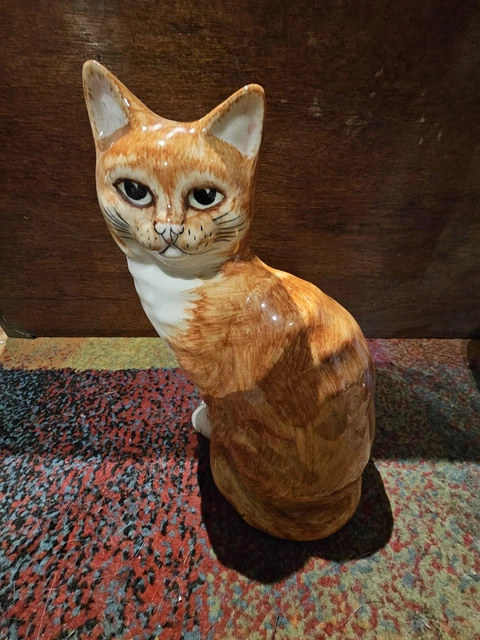 VINTAGE BABBACOMBE POTTERY Ginger Tabby Cat Figurine Made England ...