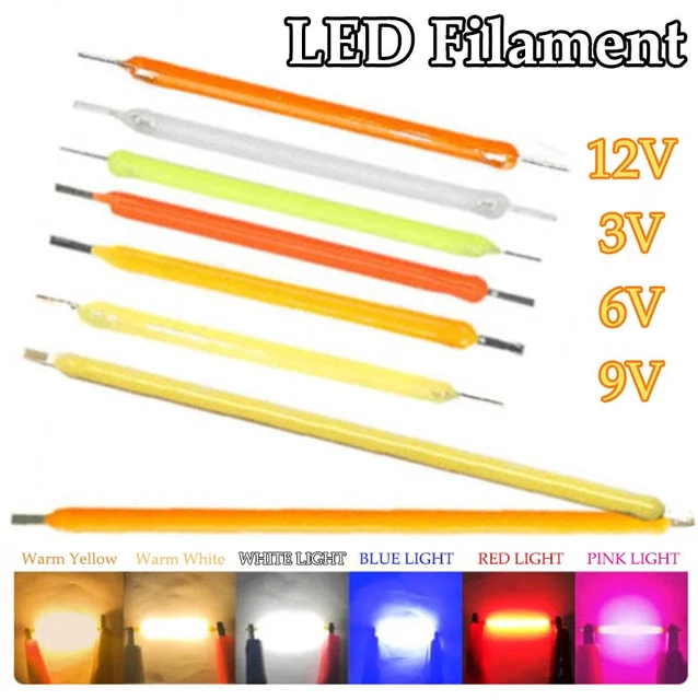 LED COB HARD Filament 3V 12V Light Lamp Source Multicoloured Length 18 ...