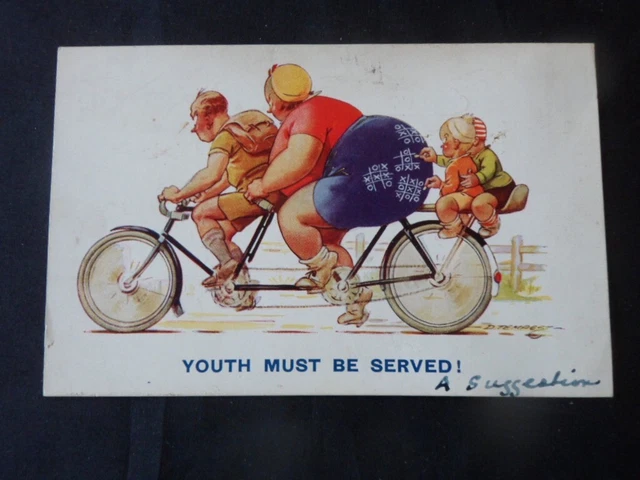 ORIGINAL CYCLING POSTCARDS - Bamforth Comic Series 613 - Youth Must be ...