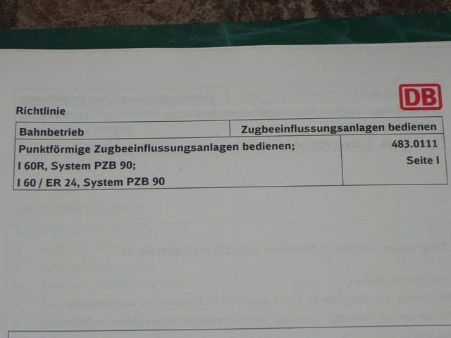 DBAG 2014 - Ril 483.0111 PZB (Indusi) I 60R - I 60 / ER 24 EUR 28,00 ...