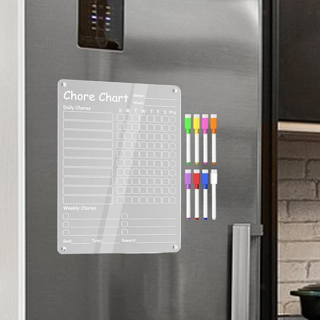 DRY ERASE BOARD for Fridge Acrylic Chore Chart Versatile to Do List ...