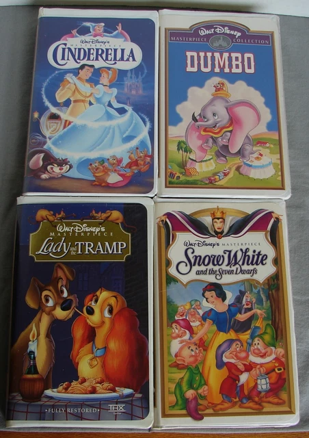 (4) COLLECTIBLE WALT Disney Vhs Tapes Cinderella Dumbo Snow White Lady ...
