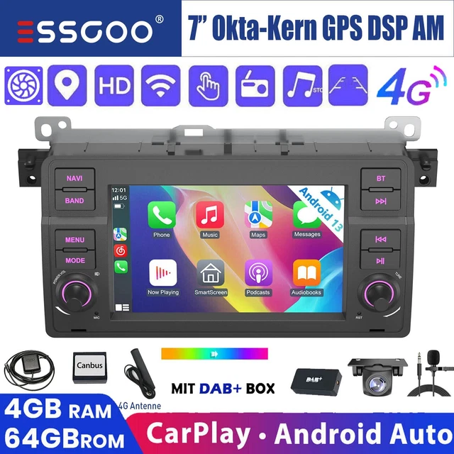 DAB+ ANDROID 13 4+64G Autoradio GPS Carplay Kam Für BMW 3er E46 M3 MGZT Rover 75 EUR 209,99 ...