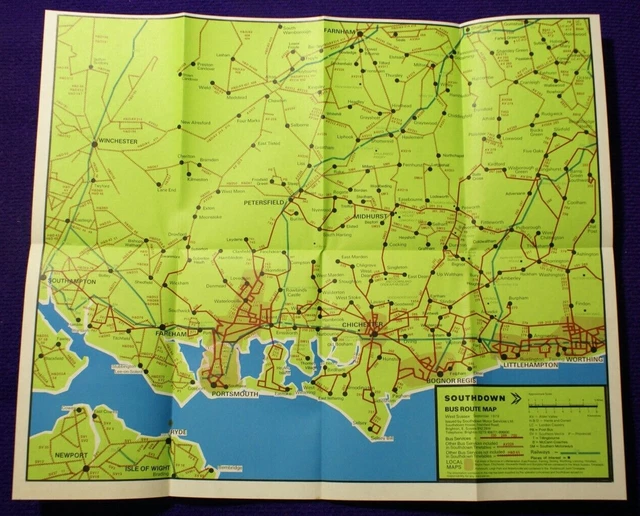 SOUTHDOWN BUS COACH Transport Timetable Route Map West Sussex Edition ...