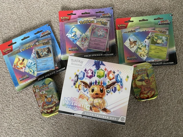 PRISMATIC EVOLUTIONS POKÉMON TCG Bundle | 1x ETB - 3x Tech Sticker - 2x ...