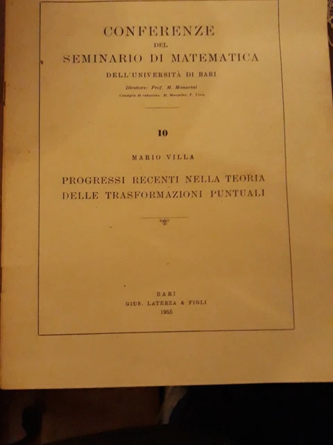 THEORY POINT TRANSFORMATIONS progress-mario villa- math conferences ...
