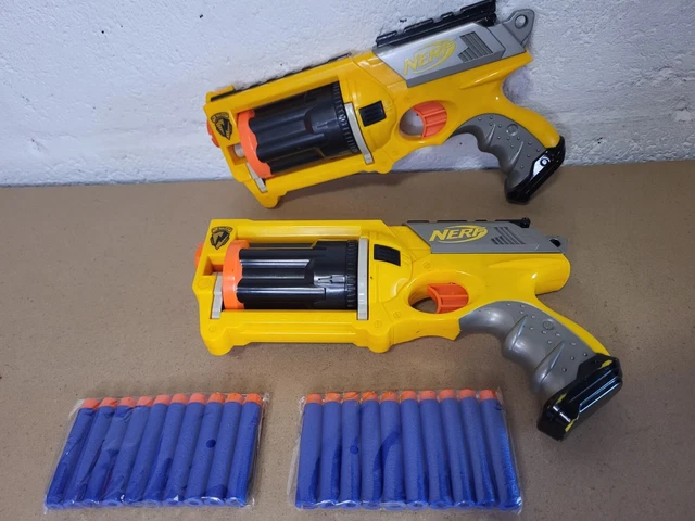 PISTOLET NERF N-STRIKE paquet non-conformiste pistolet revolver X2 + balles - jaune - EUR 10,32 ...