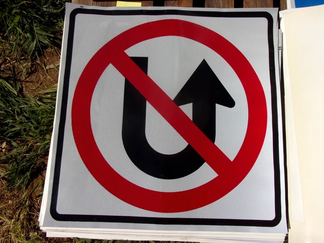 ROAD SIGN NO U Turn Highway Interstate Direction 24'' X 24 Decal ...