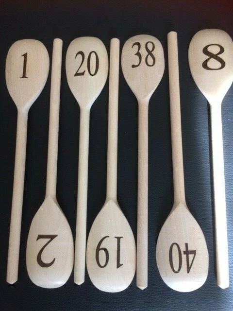 10 X CUCHARAS de madera grabadas, números de mesa para bodas ...