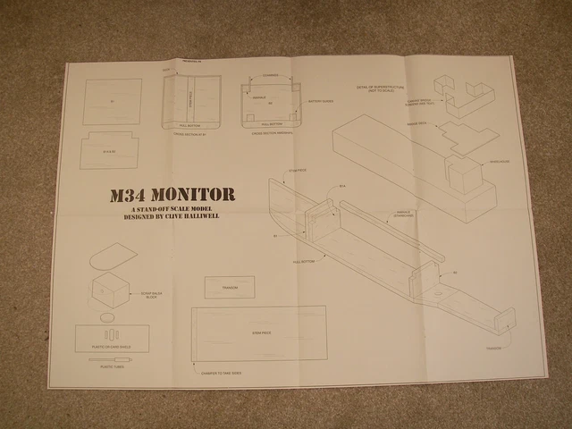 MODEL BOAT PLANS of the M34 Monitor a semi scale Warship £6.52 ...