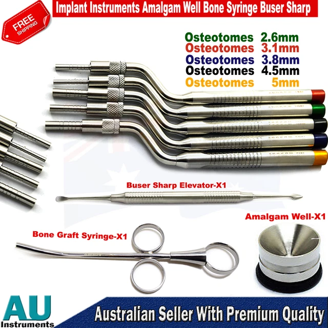 OSTEOTOME ELEVATORS CURVED Amalgam Well Bone Graft Syringe & Buser ...