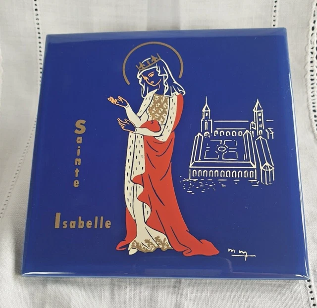 ANCIEN CARREAU RELIGIEUX en céramique « Sainte Isabelle » Fernand Mery ...