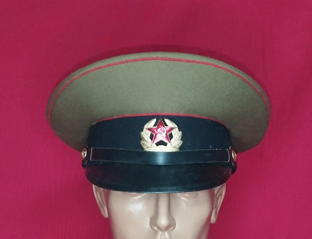 RUSSIAN SOVIET ARMY Tanker Soldier Parade Uniform Cap Hat Sz 57 USSR ...