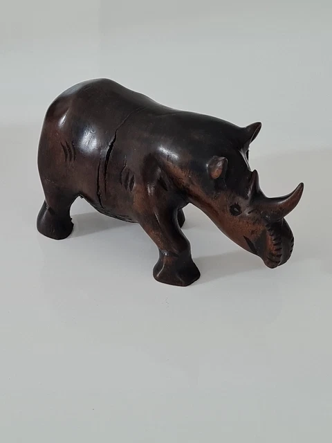 RHINOCÉROS EN BOIS 14cm ART AFRICAIN ? FIGURINE ANCIENNE ? OBJET ETHNIQUE STATUE EUR 29,00 ...