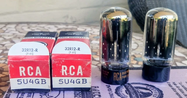 1960'S MATCHED PAIR RCA 5U4GB/5AS4A Rectifier Tubes Black Plates Tested ...