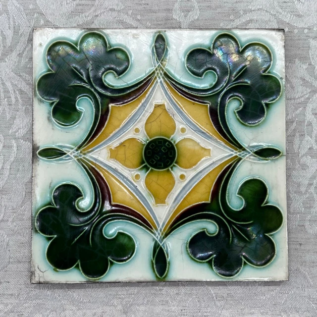 ANTIKE JUGENDSTIL FLIESE KACHEL UM 1910 15x15cm AUS KERAMIK EUR 12,99 - PicClick DE