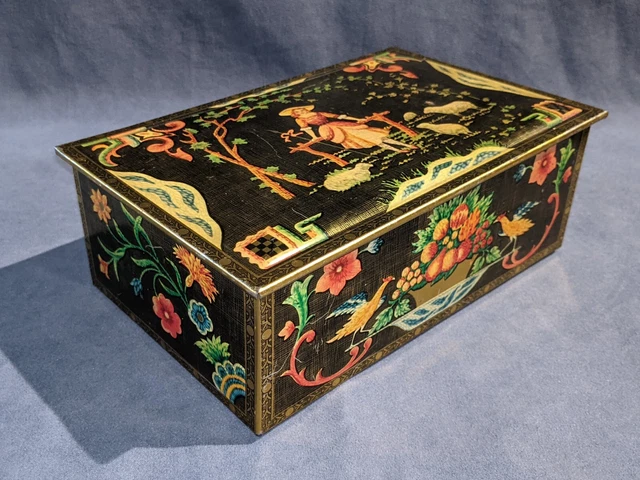 VINTAGE RECTANGULAR TIN Box Outdoor Scenic Shepherd Girl and Lambs (BOX ...