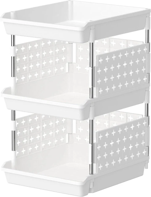 LIFEWIT PLASTIC STACKABLE Storage Baskets, 3 Tier Stacking Bins 3 Tier ...