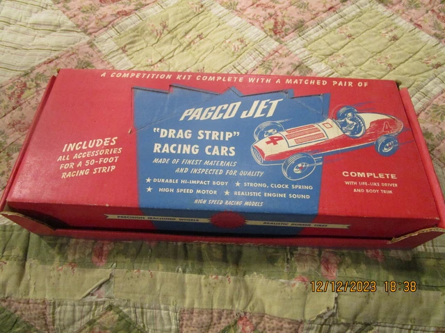 VINTAGE PAGCO JET Wind-Up Race Cars #2504 Drag Strip Set W/Original Box ...