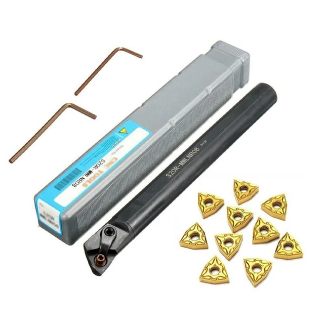 JEU DE PORTE-OUTILS CNC S20R MWLNR08 avec 10 inserts en carbure WNMG080404 à ut EUR 37,93 ...