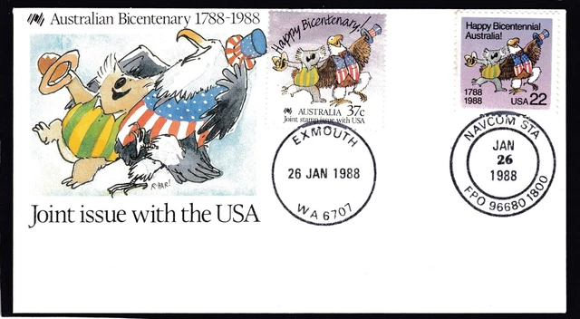 1988 AUSTRALIAN BICENTENARY Joint Issue Usa Decimal Stamp First Day ...