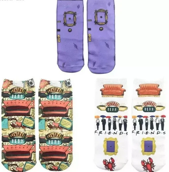 FRIENDS TV SHOW 3 Mixed Pairs Low Cut Socks Novelty Gift Fun Quotes ...