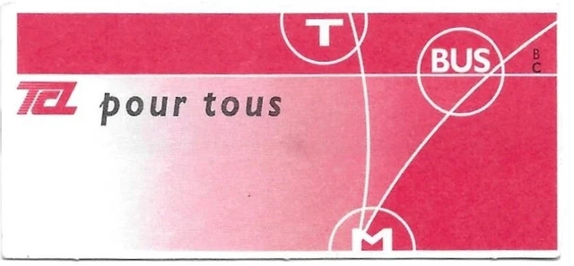 TICKET DE BUS métro tramway funiculaire pour tous TCL Lyon Villeurbanne ...