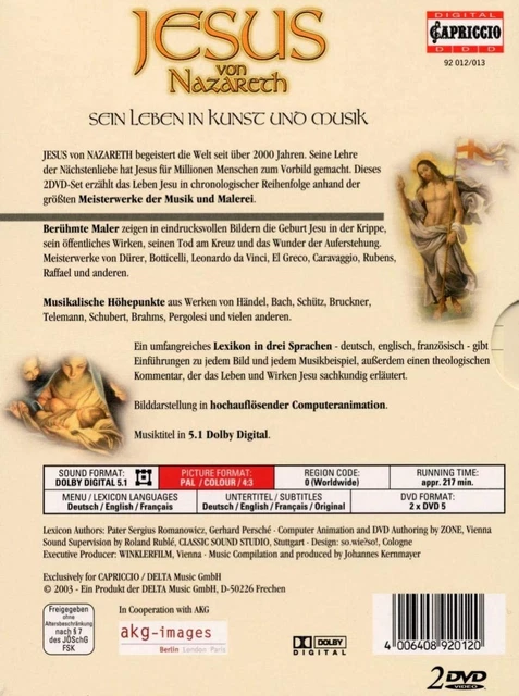 BACH/SCHUTZ/BRAHMS/PERGOLESI - JESUS von Nazareth Sein Leben in Kunst und (DVD) £7.54 - PicClick UK