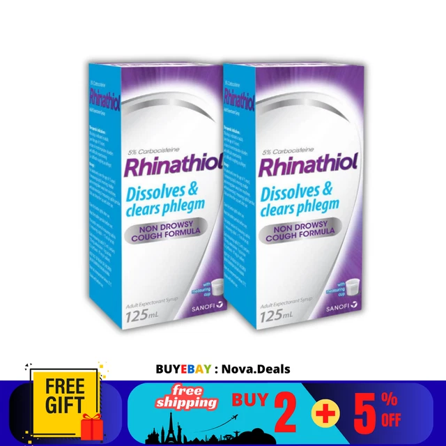 2 X RHINATHIOL Dissolves & Clears Phlegm Cough Syrup 125Ml £36.25 ...