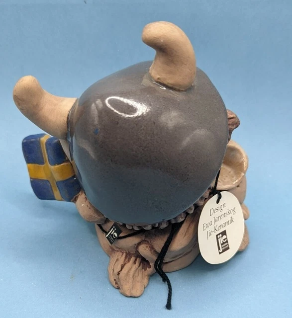 EWA JARENSKOG JIE-KERAMIK Pottery Viking TROLL Swedish Flag Figurine ...