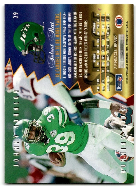 1994 SELECT JOHNNY Johnson New York Jets #29 EUR 2,76 - PicClick FR