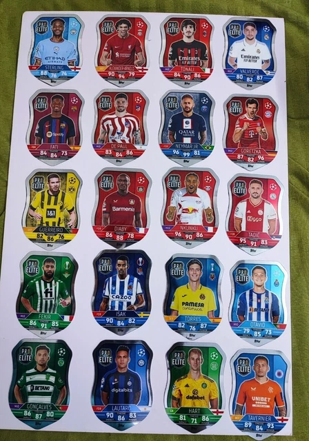 TOPPS PRO ELITE Chrome Die Cut Ensemble complet de 20 cartes UEFA 2022/ ...