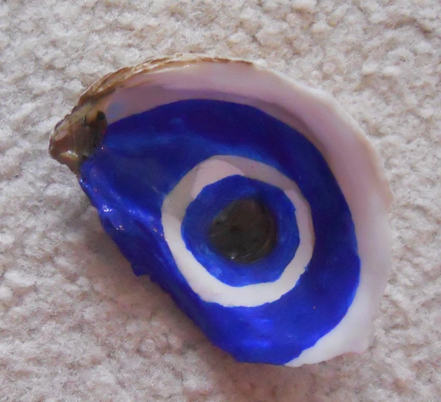 PROTECT YOURSELF 2025! Evil eye acrylic painting on oyster shell ...