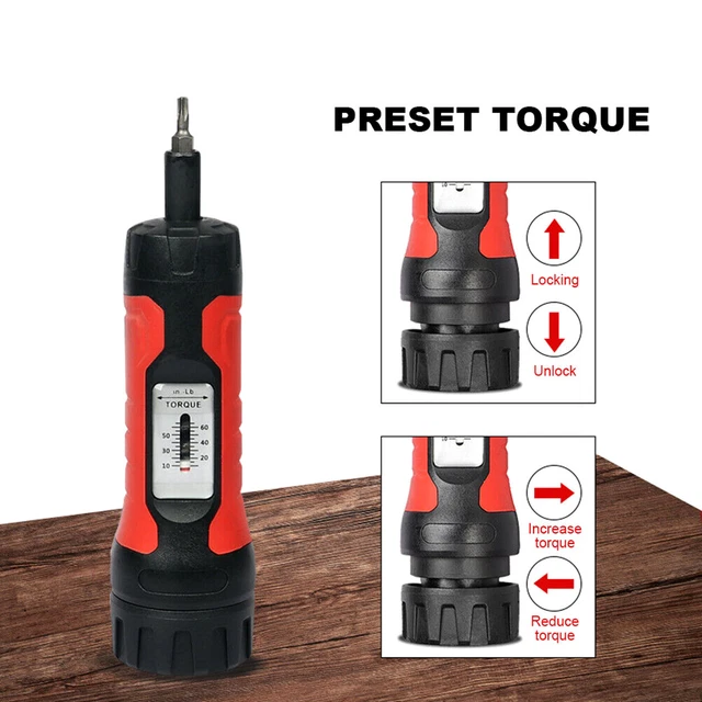 MANUAL TORQUE WRENCH 1/4" Drive Preset Torque Driver Screwdriver Hand ...