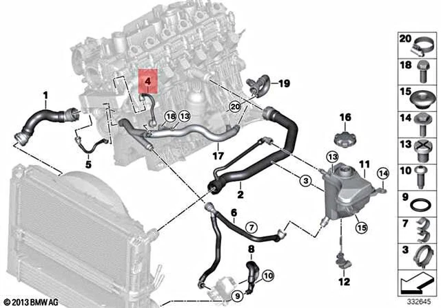 GENUINE BMW E70 E70N E83 E83N E90 E90N E91 EGR Cooler Hose OEM ...