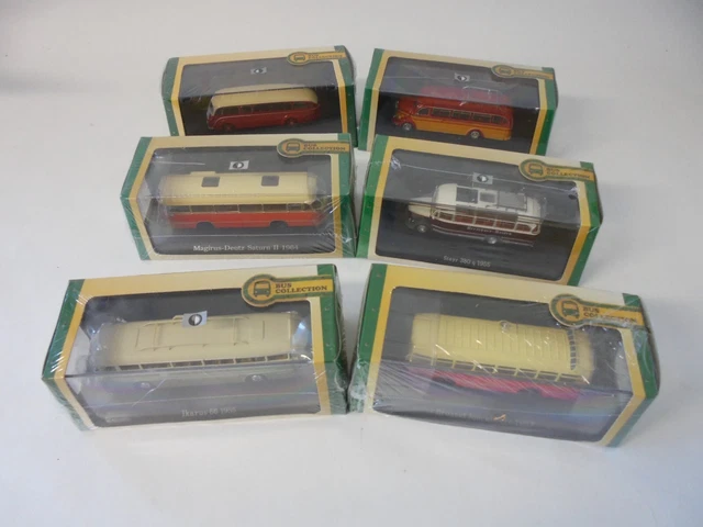 LOT DE 6 Autobus miniatures 1/72 Editions Atlas Bus Véhicule collection ...