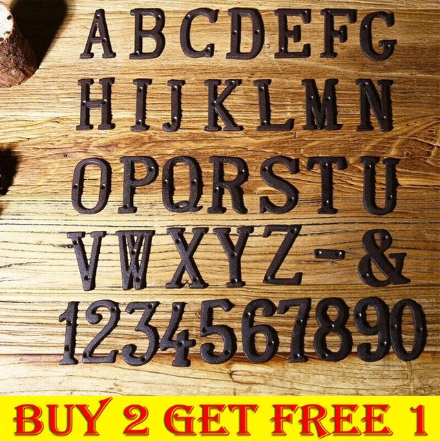 VINTAGE CAST IRON Alphanumeric House Sign House Address DIY Wall ...