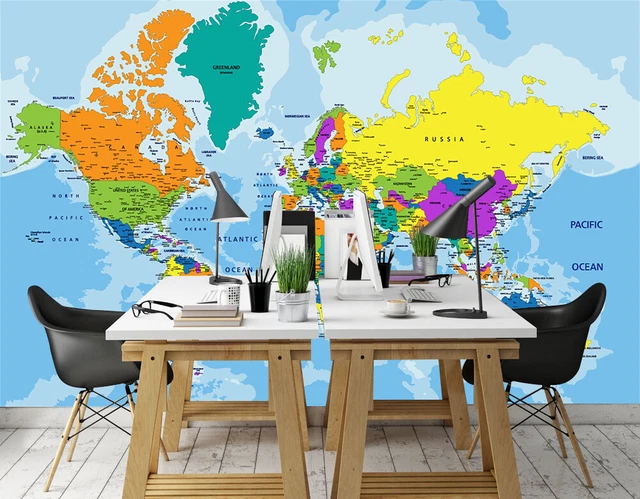 3D COLOR WORLD Map 27697NA Wallpaper Wall Murals Removable Wallpaper ...