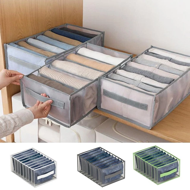 FOLDABLE JEANS COMPARTMENT Storage Box Sorting Closet Organizer Clothes ...