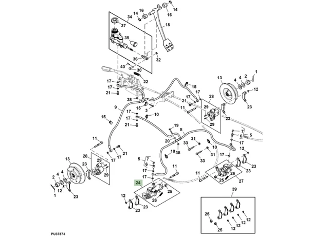 GENUINE JOHN DEERE Gator HPX615E PC13329 Left Hand Rear Brake Caliper ...