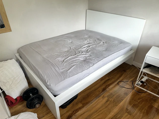 IKEA MALM DOUBLE Bed Frame and Mattress £200.00 - PicClick UK