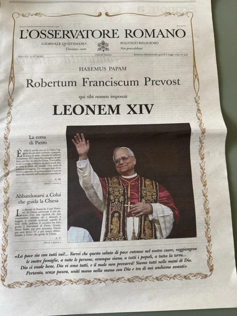 OSSERVATORE ROMANO ED. Straordinaria 8 Maggio 2025 Elezione Papa Leone XIV EUR 9,00 - PicClick IT