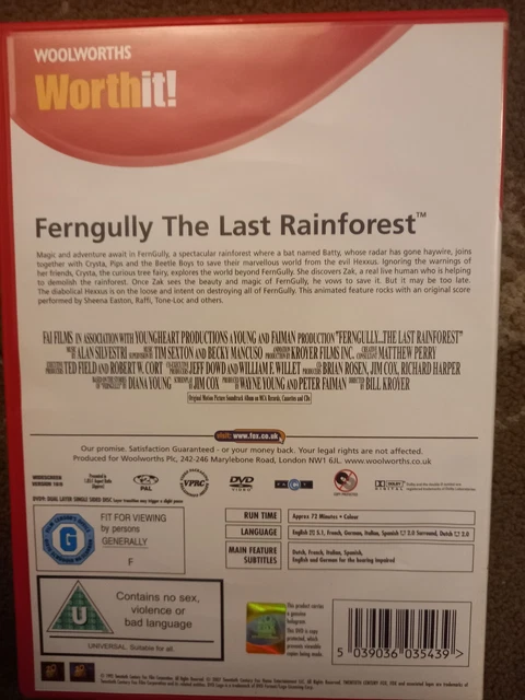 FERN GULLY THE Last Rainforest Dvd Woolworth's Worth It Cover Kids ...