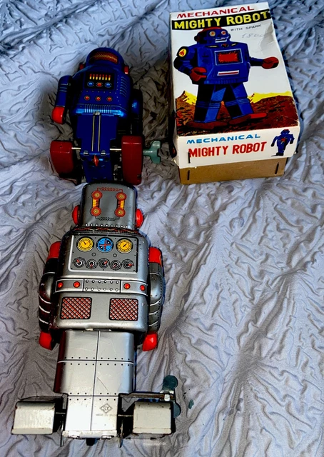 MECHANICAL MIGHTY Robot With Spark-Su-Korean Wind Up Boxed+ Vtg Sy ...