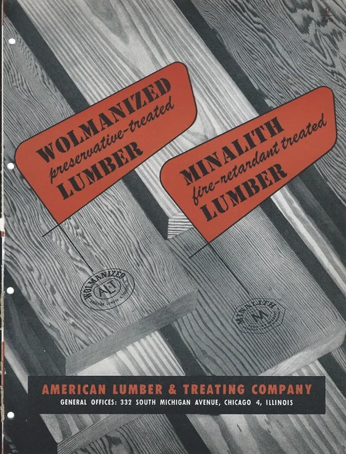 MRO BROCHURE - American Lumber - Wolmanized Minalith Treated - c1952 ...
