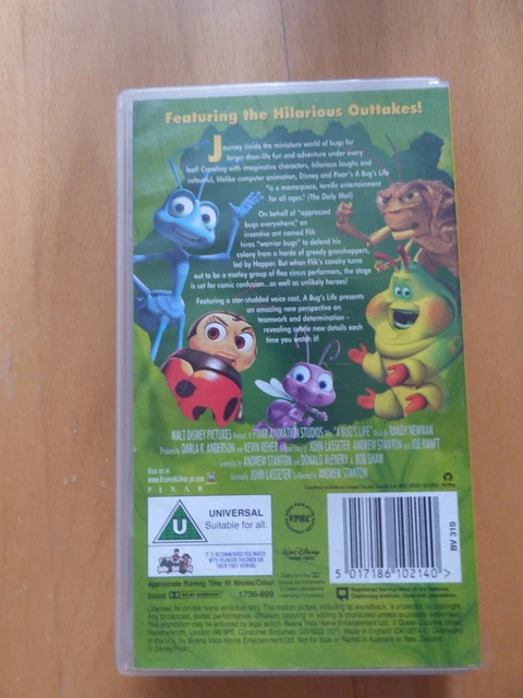 A BUG'S LIFE Disney Pixar - The Full-Length Feature Film Vhs Video Tape ...