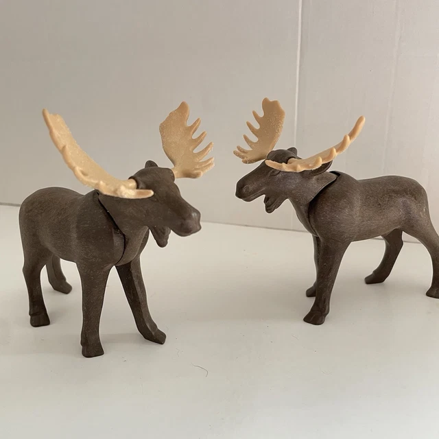 PLAYMOBIL ANIMALS: MOOSE Elk Deer X 2 Dark Brown Zoo Safari Animals ...