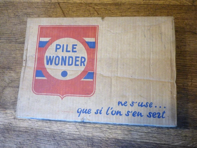 RARE ANCIENNE BOITE en carton publicitaire, PILE WONDER 50 batri ...